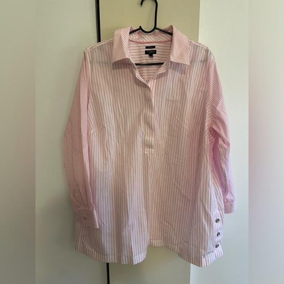 Talbots | Tops | Talbots Pink And White Striped Noniron Perfect Tunic Shirt Size 2wp | Poshmark